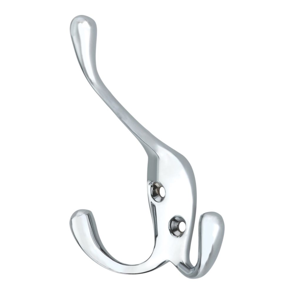Essentials Tri-Hook Polished Chrome 100mm - Screwfix