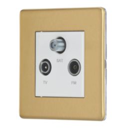 Contactum Lyric 1-Gang Coaxial TV / FM & Satellite Socket Brushed Brass ...
