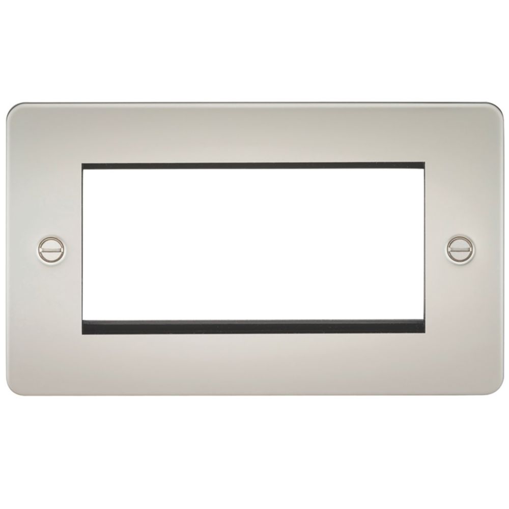 Knightsbridge Flat Plate 4-Module Modular Faceplate Pearl - Screwfix