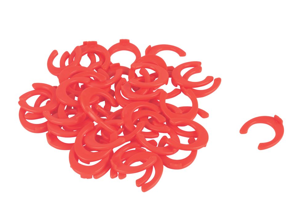 FloPlast FloFit+ Plastic Collet Clips Red 10mm 50 Pack - Screwfix