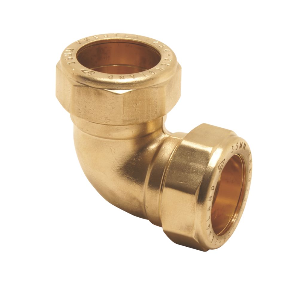 Pegler Brass Compression Equal 90° Elbow 10mm - Screwfix