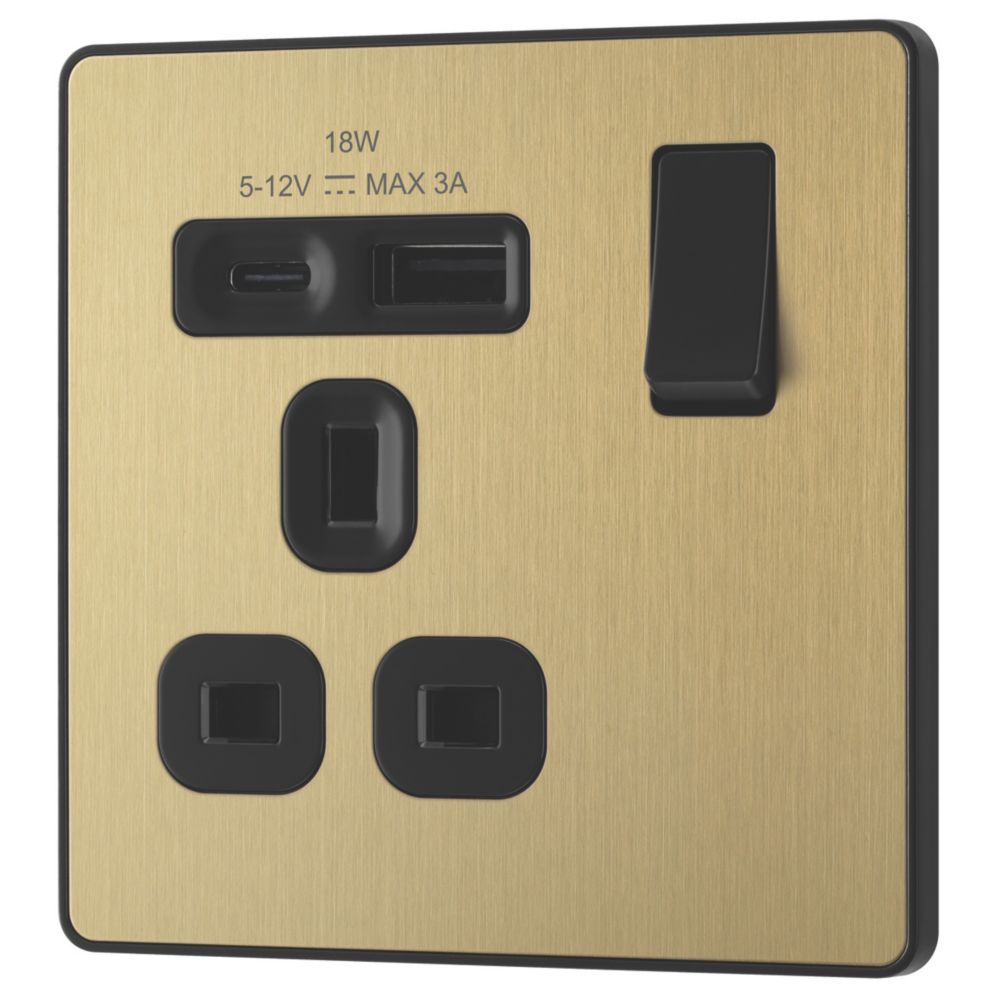 British General Evolve 13A 1-Gang SP Switched Socket + 3A 18W 2-Outlet ...