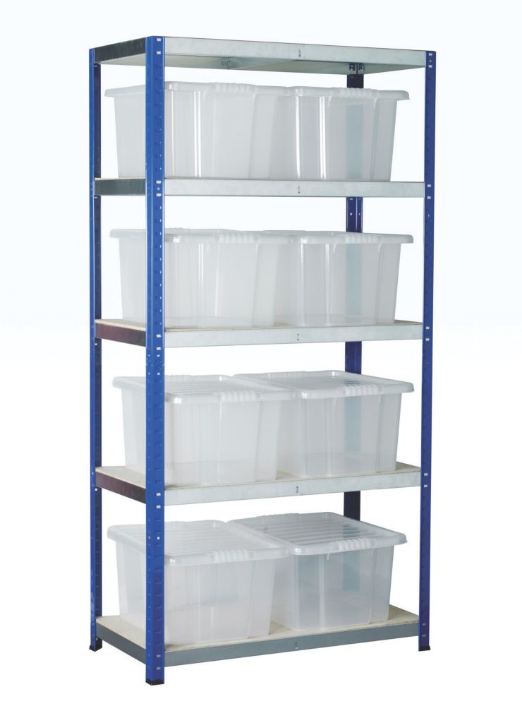 Barton Ecorax 5-Tier Metal Garage Shelving with Containers 900mm x ...
