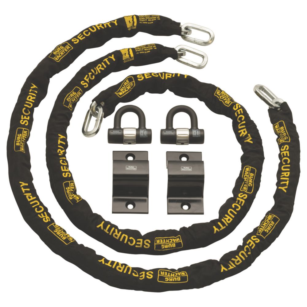 Burg-Wachter Hardened Steel Heavy Duty Security Kit: 2 x Chain, 2 x ...