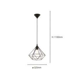 Eglo Tarbes 325 mm Single Pendant Light Black - Screwfix