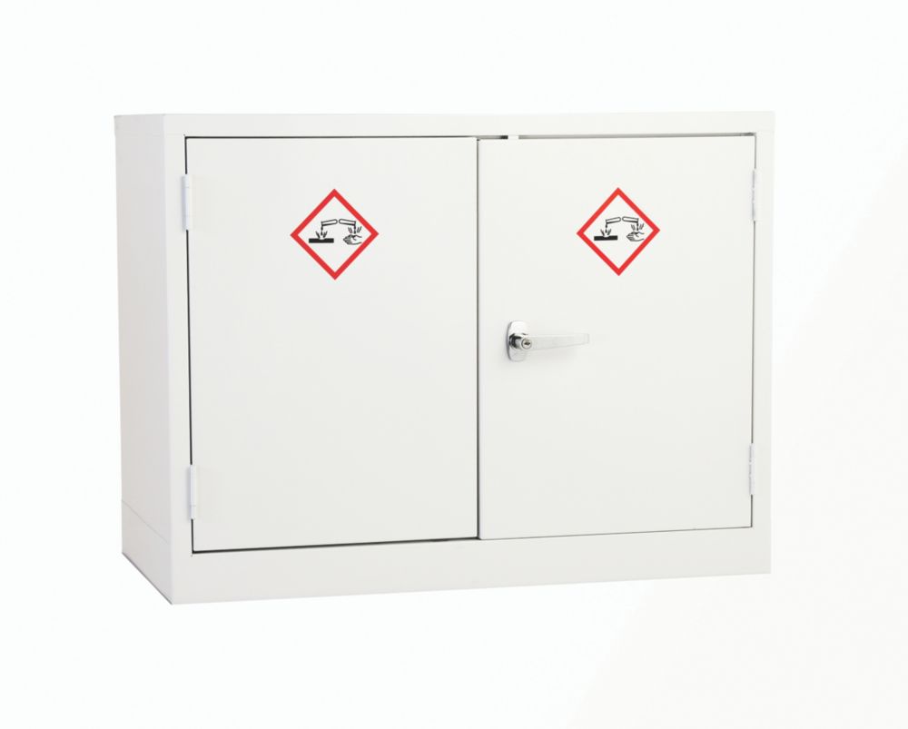 Barton 1-Shelf Acid Cabinet White 915mm x 457mm x 711mm - Screwfix