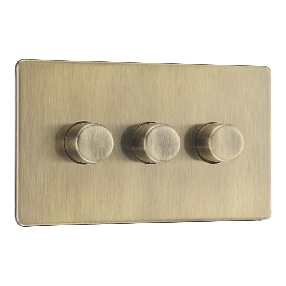 LAP 3-Gang 2-Way LED Dimmer Switch Antique Brass with Colour-Matched ...