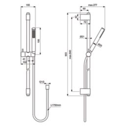 Ideal Standard Idealrain Single Function Stick Shower Kit Chrome - Screwfix