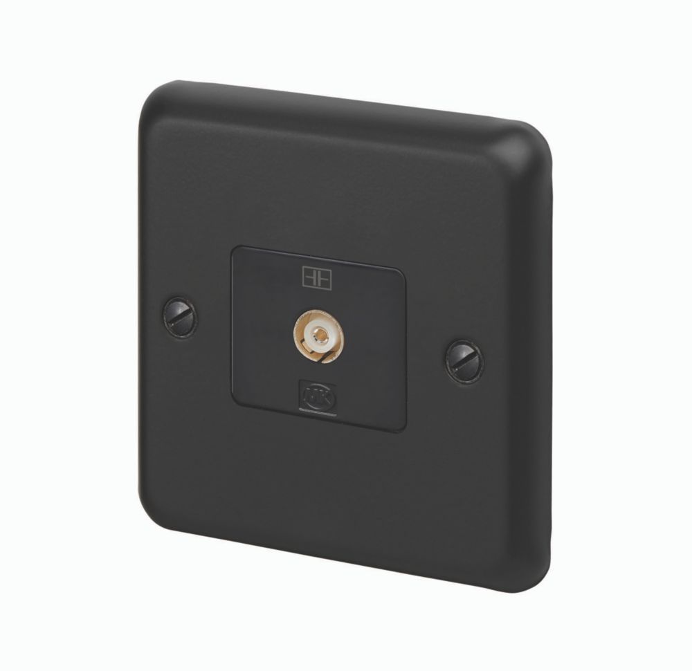 MK Contoura 1-Gang Coaxial TV / FM Socket Black with Colour-Matched ...