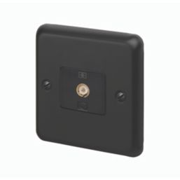 MK Contoura 1-Gang Coaxial TV / FM Socket Black with Colour-Matched ...