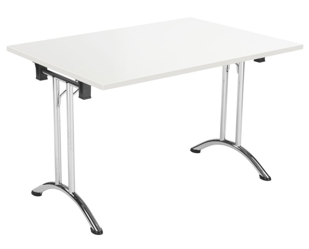 TC Group One Union Rectangular Folding Table White/Chrome 1200mm x ...