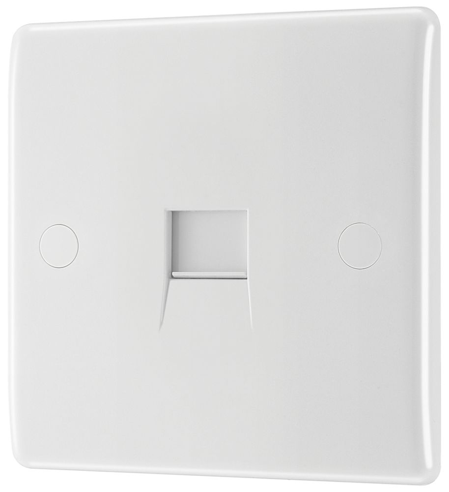 British General 800 Series 1-Gang Slave Telephone Socket White - Screwfix