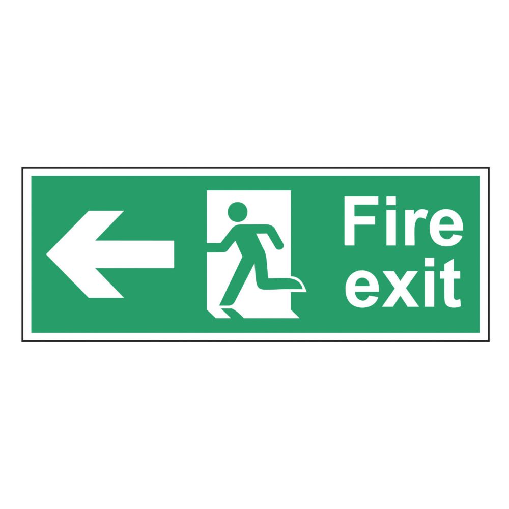 Essentials Non Photoluminescent "Fire Exit Man Left Arrow" Sign 150mm x ...