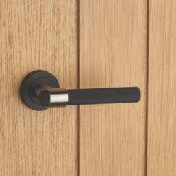 Designer Levers Kensington Knurled Lever on Rose Door Handle Pair Black ...