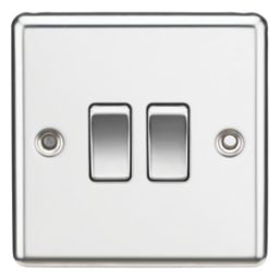 Knightsbridge 10AX 2-Gang 2-Way Light Switch Polished Chrome - Screwfix