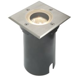 Saxby Pillar 110mm Outdoor Square Ground Light Brushed Stainless steel ...