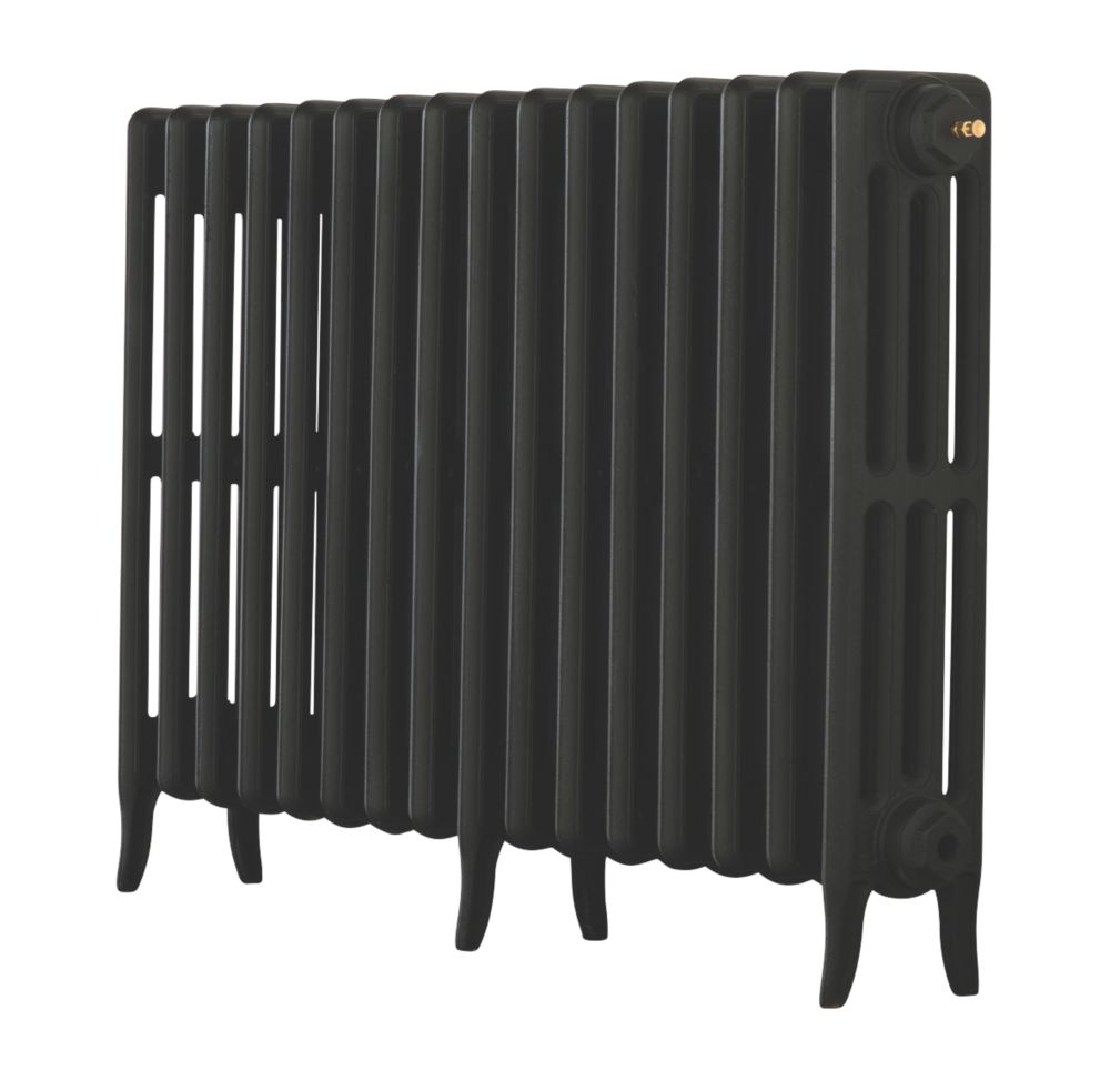 Arroll 660mm x 994mm 4258BTU Black Cast Iron 4 Column Radiator - Screwfix