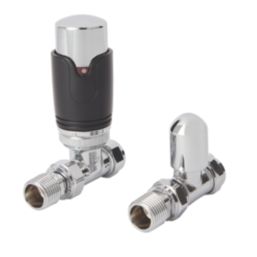 Flomasta 1/2" x 15mm Black/Chrome Straight & L/S Modern Thermostatic ...