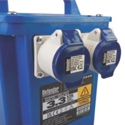 Defender 3.3kVA Intermittent Step-Up Transformer 110V/230V Blue - Screwfix