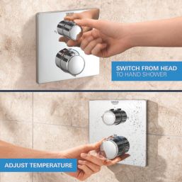 Grohe Precision 250 Square HP Rear-Fed Concealed Chrome Thermostatic Shower System - Screwfix