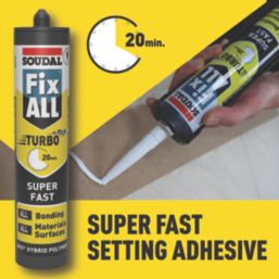Soudal Fix All Turbo Solvent-Free Hybrid Polymer Adhesive White 290ml - Screwfix