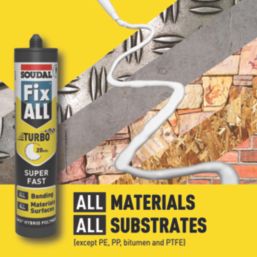 Soudal Fix All Turbo Solvent-Free Hybrid Polymer Adhesive White 290ml - Screwfix