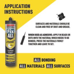 Soudal Fix All Turbo Solvent-Free Hybrid Polymer Adhesive White 290ml - Screwfix