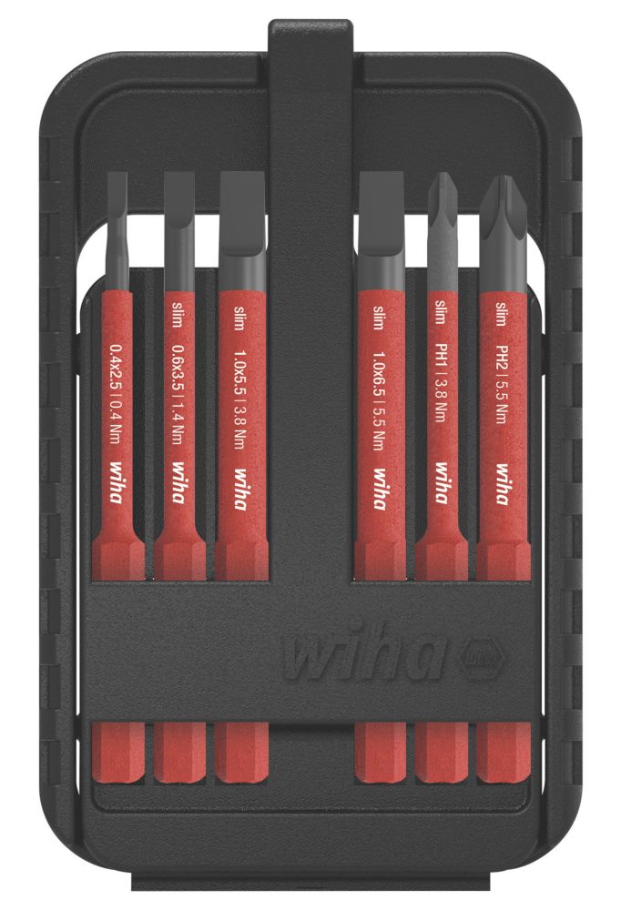Wiha SlimBits VDE Bit Set 6 Pieces - Screwfix