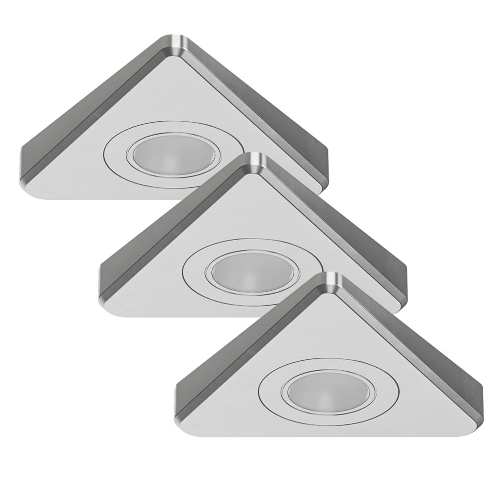Sensio Treos Triangular LED Cabinet Downlights Brushed Steel 6W 180lm 3 ...