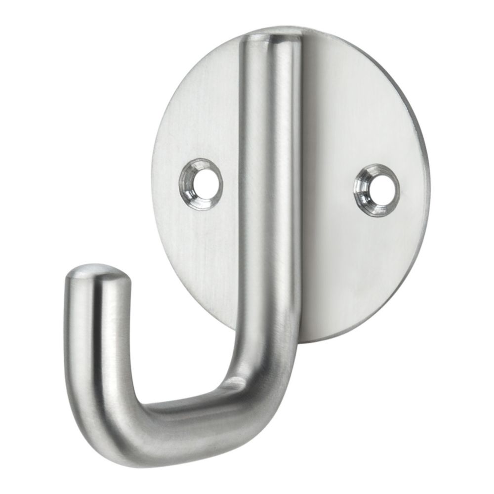Essentials Single Hook Satin Stainless Steel 65mm - Screwfix