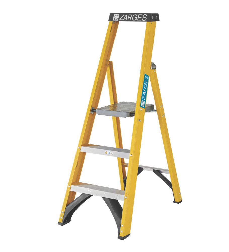 Zarges Fibreglass 1.37m 3 Step Platform Step Ladder - Screwfix