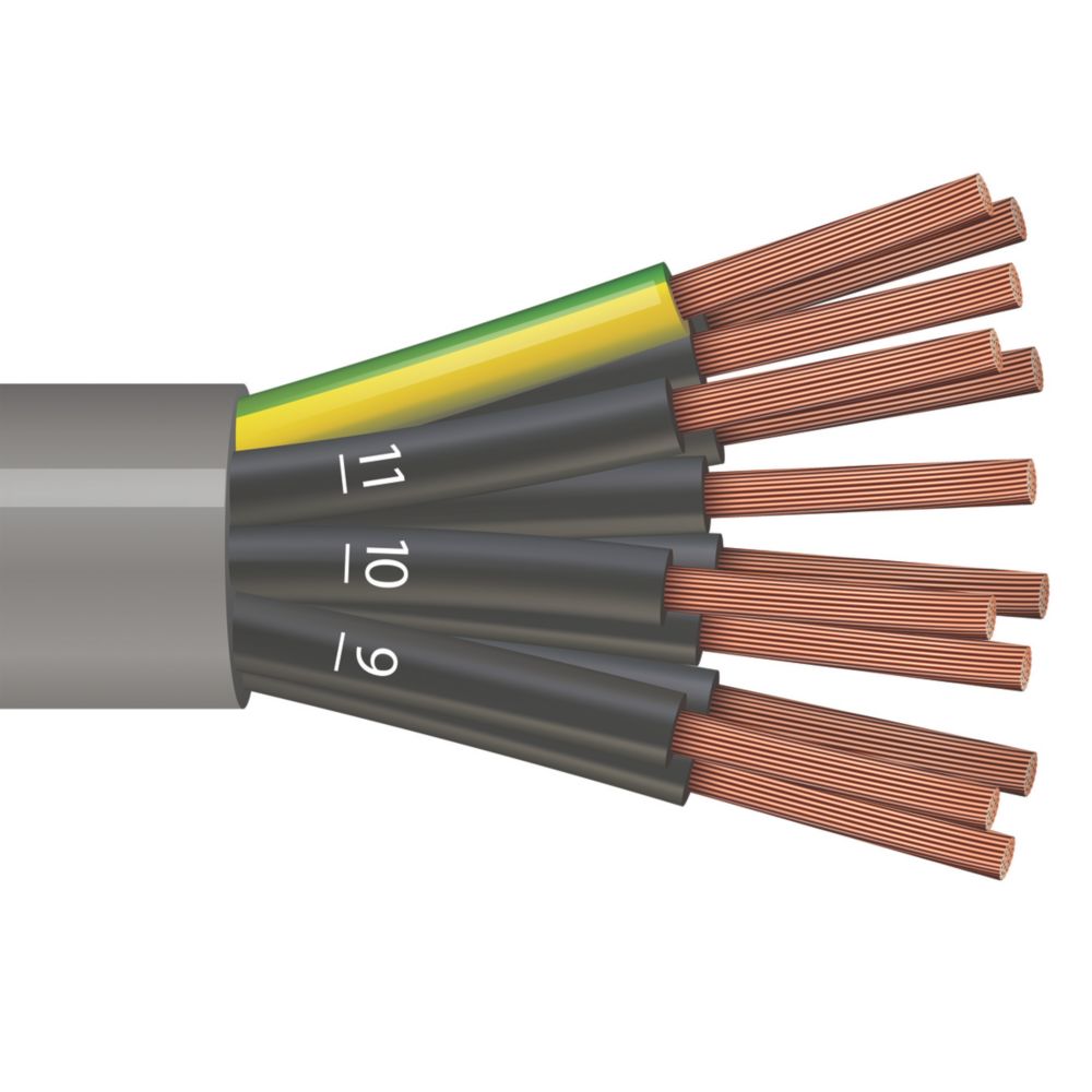 Time 12-Core YY Grey 0.75mm² Unscreened Control Cable 1m Coil - Screwfix