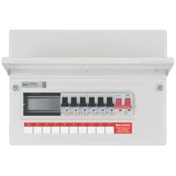 British General Fortress 12-Module 10-Way Part-Populated Main Switch Consumer Unit - Screwfix