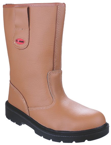 Centek FS334 Size 10 Tan Steel Toe Cap Safety Rigger Wellies - Screwfix