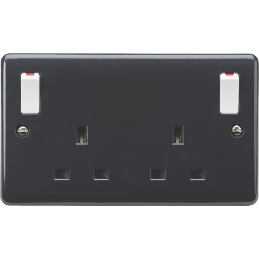 Knightsbridge Part M 13A 2-Gang DP Switched Plug Sockets Anthracite ...