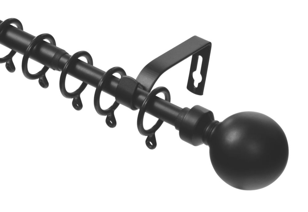 Renaissance Black Curtain Pole 16/13mm x 180-300cm - Screwfix