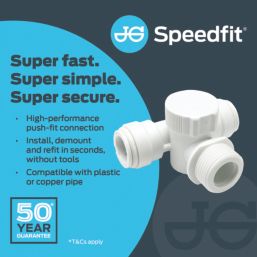 JG Speedfit Plastic Push-Fit Adapting Appliance Tap Tee 15mm x 15mm x 3 ...