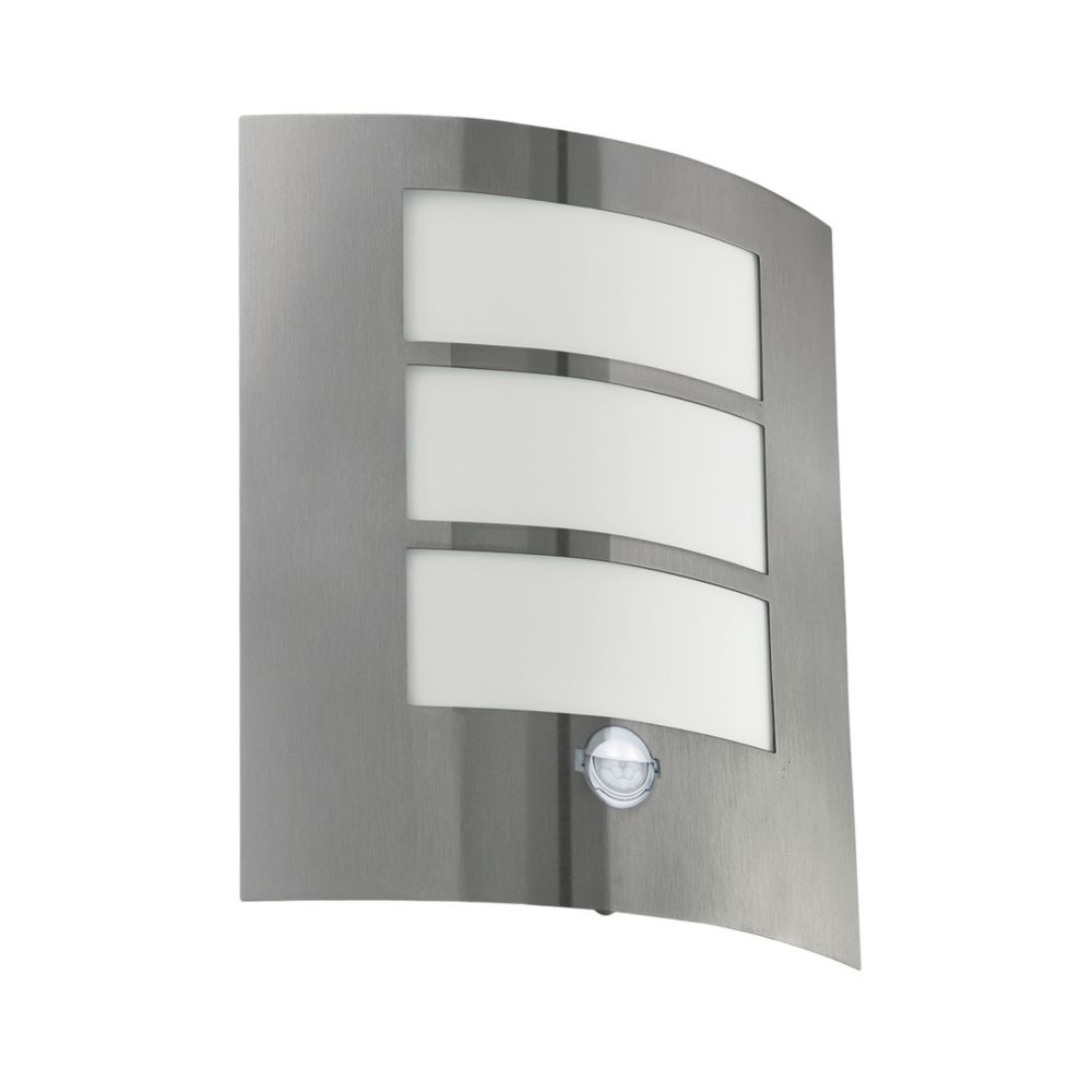 Eglo City Outdoor Wall Light With PIR Sensor Silver - Screwfix