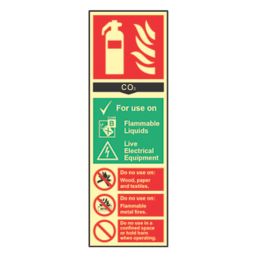 Essentials Photoluminescent "Fire Extinguisher CO2" Sign 100mm x 300mm ...