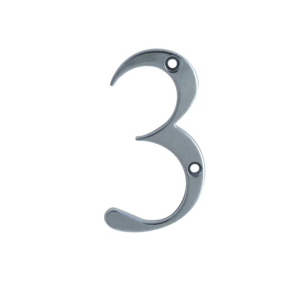 Fab & Fix Door Numeral 3 Polished Chrome 80mm | House Numbers ...