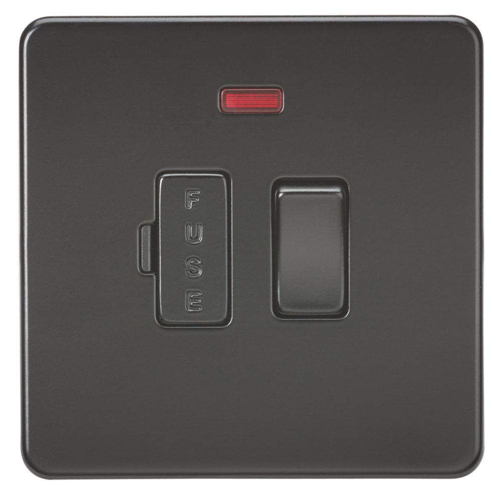 Knightsbridge 13A Switched Fused Spur with LED Matt Black - Screwfix