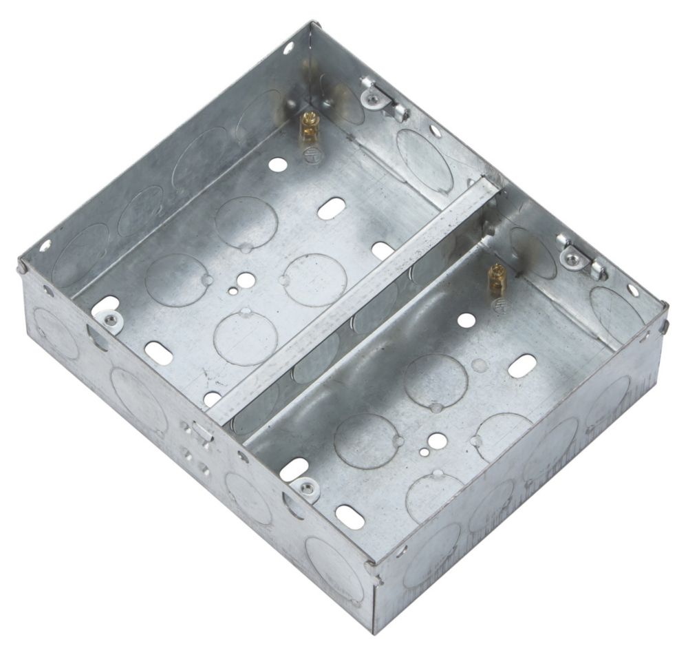 Knightsbridge 2 x 2-Gang Galvanised Steel Multimedia Plate Back Box ...