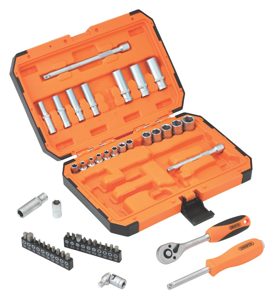 Draper Hi-Torq 1/4" Drive 6-Point Socket Set 47 Pieces - Screwfix