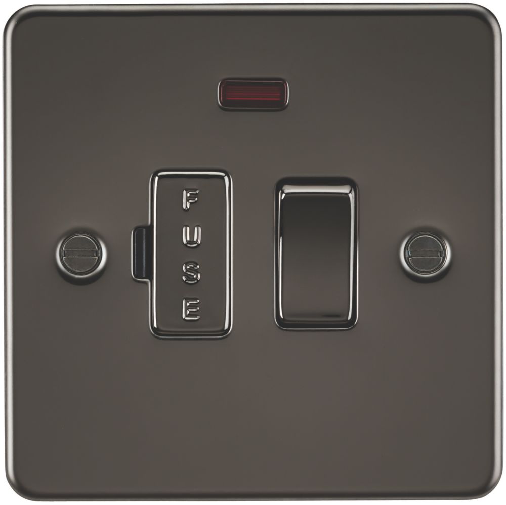 Knightsbridge 13A Switched Fused Spur with LED Gunmetal - Screwfix