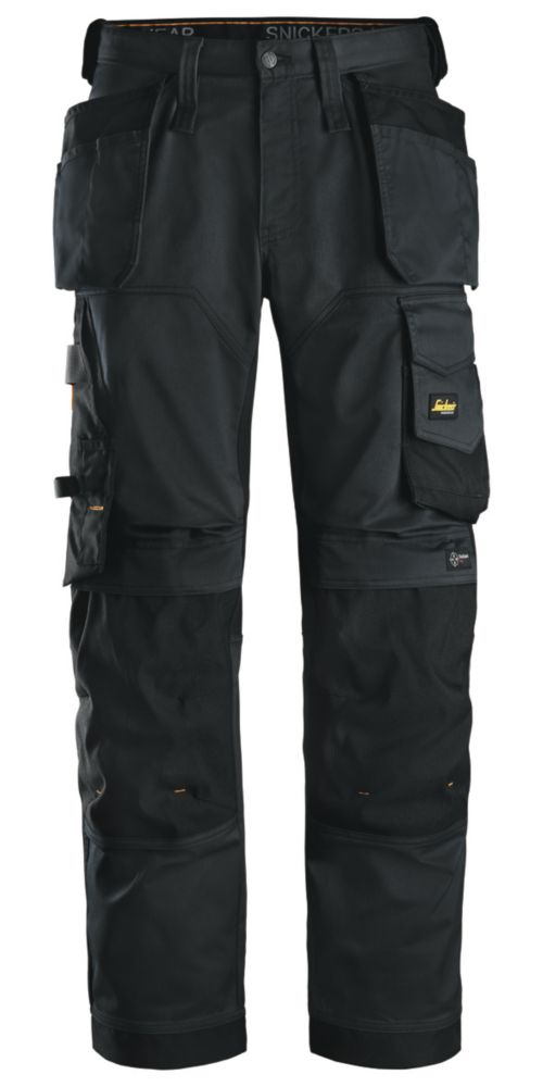 Snickers 6251 Stretch Trousers Black 33" W 32" L - Screwfix