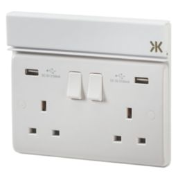 Knightsbridge 2GPHW 2-Gang Phone Holder White - Screwfix