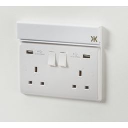 Knightsbridge 2GPHW 2-Gang Phone Holder White - Screwfix