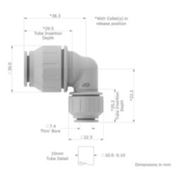 JG Speedfit PEM211510WPSF Plastic Push-Fit Reducing 90° Elbow Connector ...