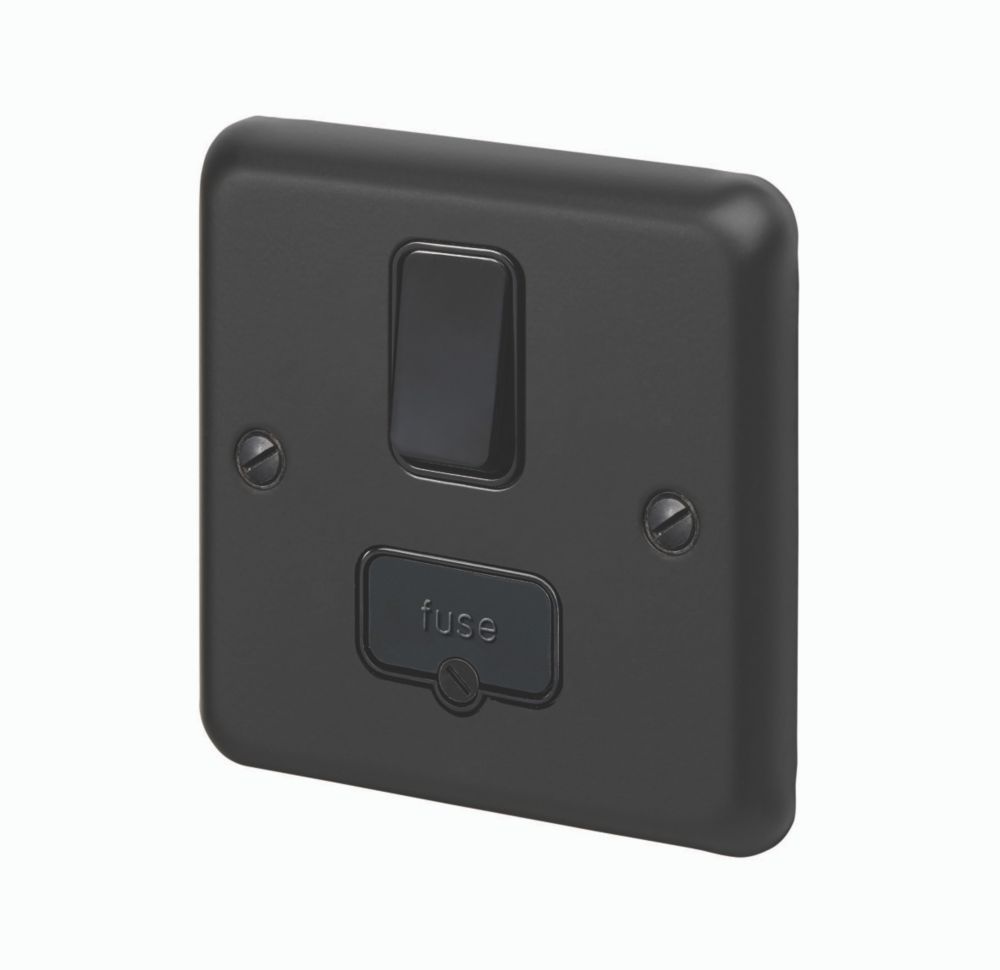 MK Contoura 13A Switched Fused Spur Black with Colour-Matched Inserts ...