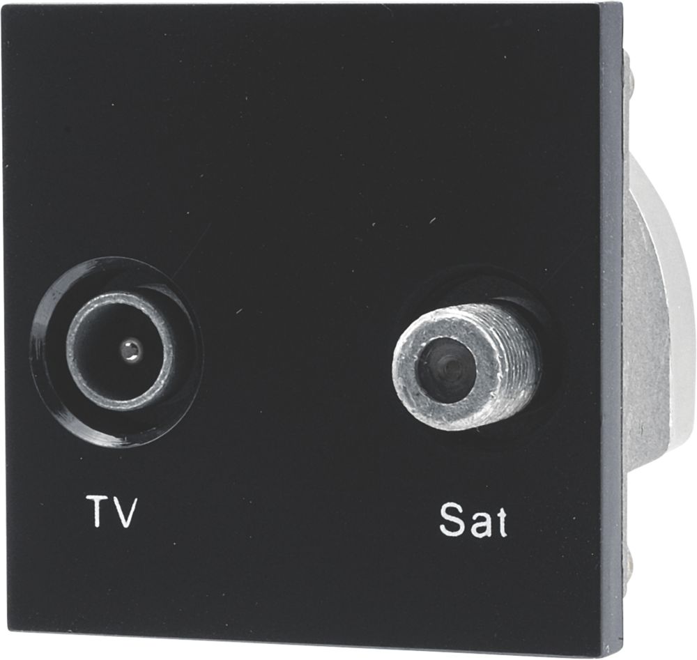British General Duplex Modular TV & Satellite Socket Black - Screwfix
